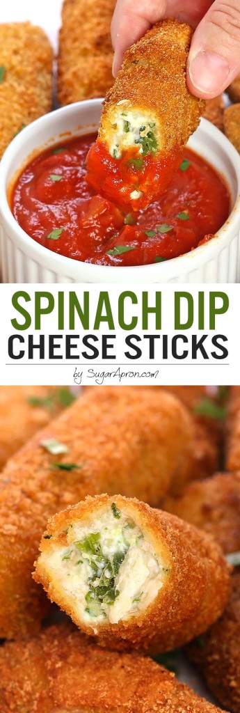 Easy Spinach Dip Cheese Sticks - Sugar Apron