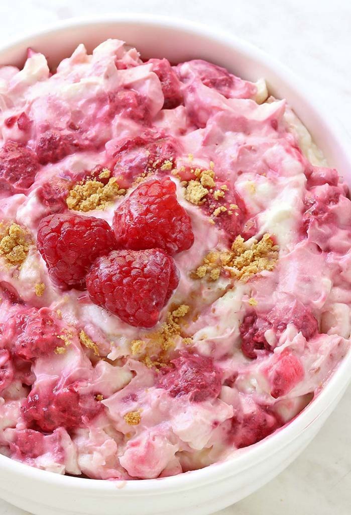 Easy Raspberry Cheesecake Salad - Sugar Apron