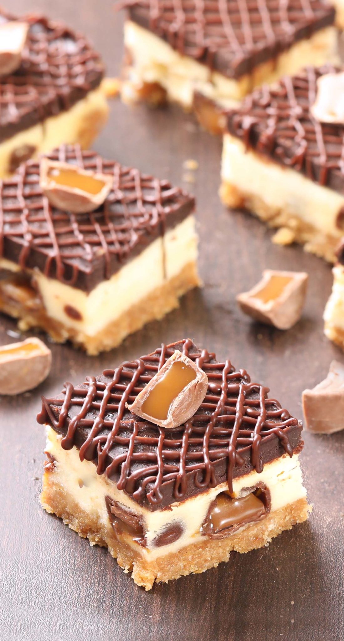 Rolo Cheesecake Bars - Sugar Apron