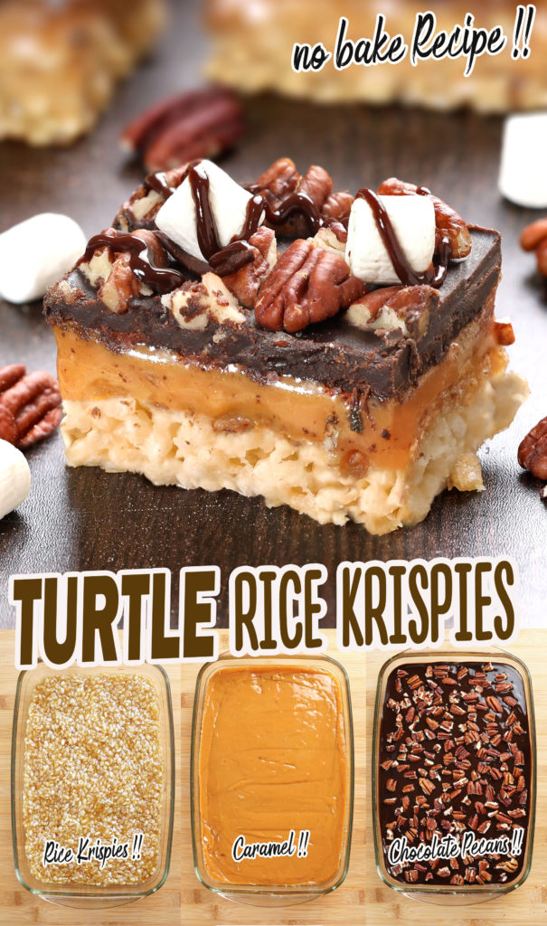 Caramel Turtle Rice Krispie Treats - Sugar Apron
